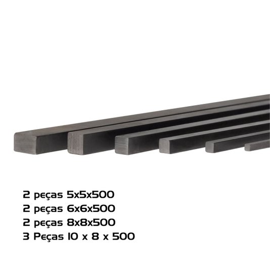 9 CHAVETAS 5x5x500mm / 6x6x500mm / 8x8x500mm / 10x8x500mm - Loja Brafer