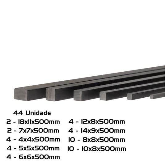 Kit 44 Chaveta Quadrada Barra Mista em Aço - Loja Brafer