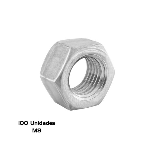 Porca Sextavada M8 Rosca MA 1,25 Classe 6 Zincada 100 Und - Loja Brafer